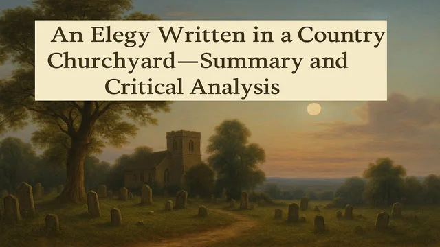 “An Elegy Written In A Country Churchyard”— Summary And Critical Analysis